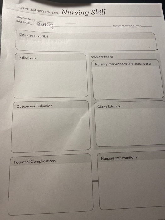 Solved ACTIVE LEARNING TEMPLATE Nursing Skill STUDENT NAME | Chegg.com