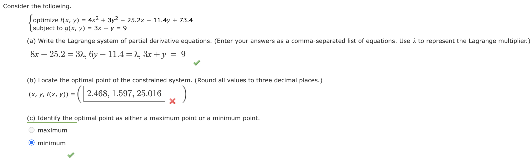 Solved (b) ﻿Locate the optimal point of the constrained | Chegg.com