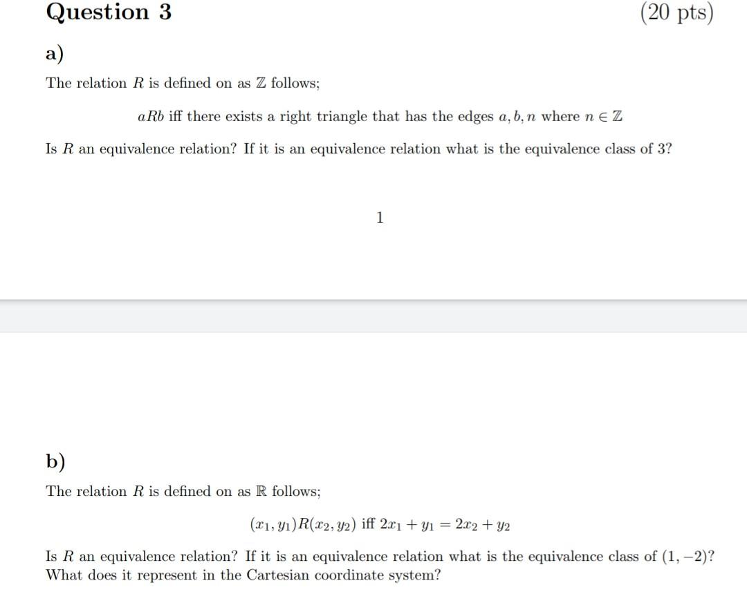 Solved The relation R is defined on as Z follows; aRb iff | Chegg.com