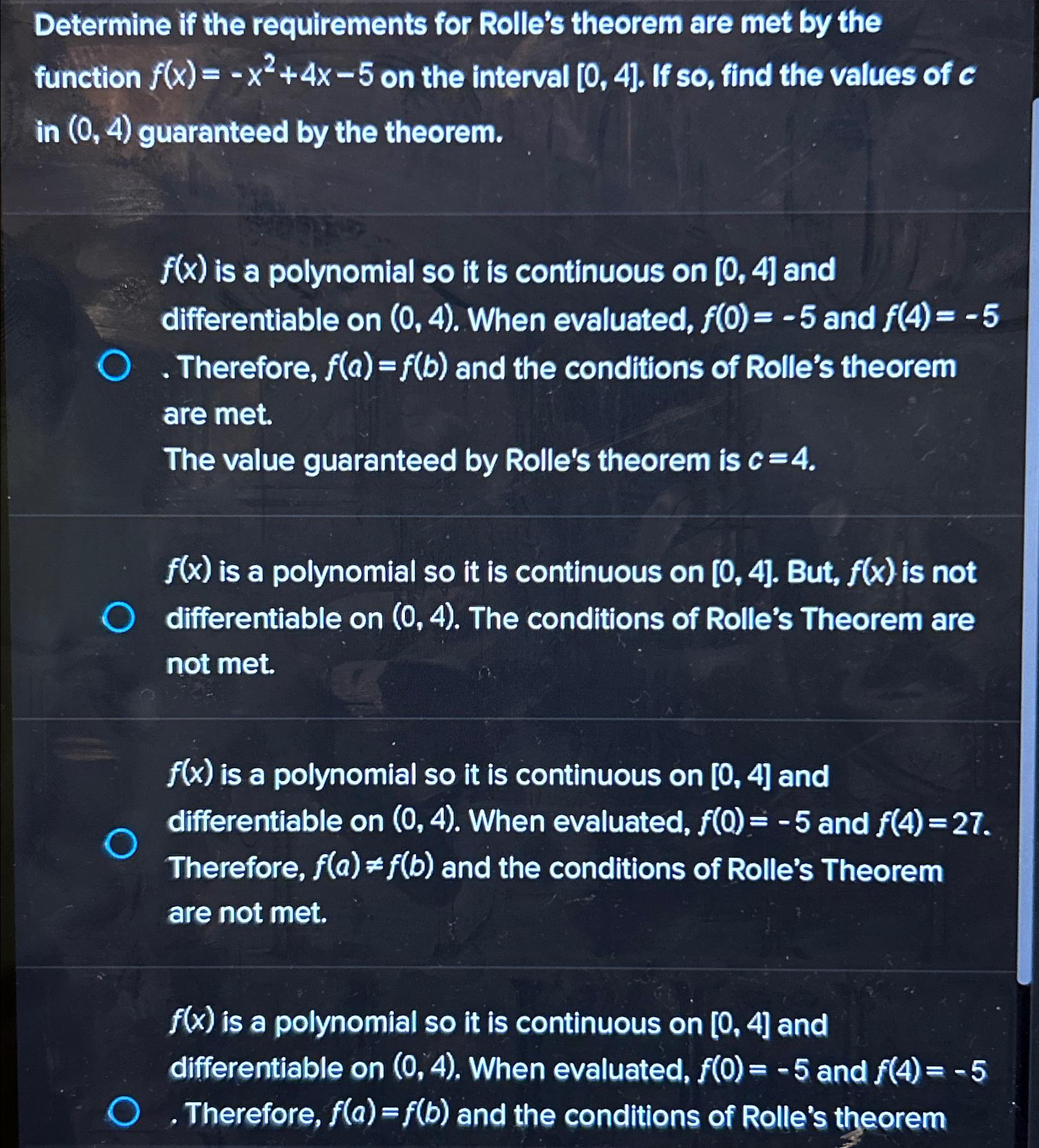 Solved Determine if the requirements for Rolle's theorem are | Chegg.com