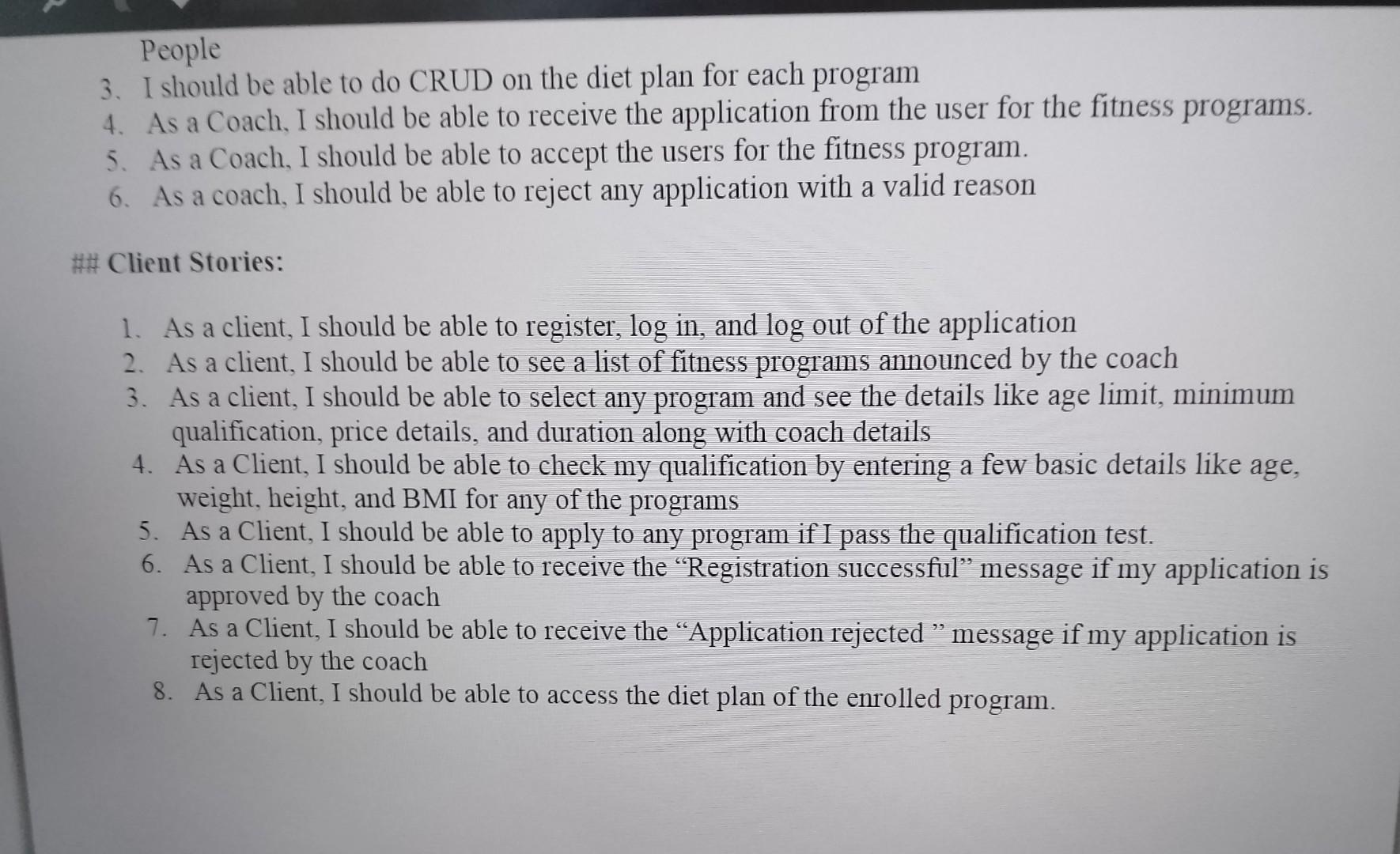 Problem Statement: Fitness Tracker: The fitness | Chegg.com