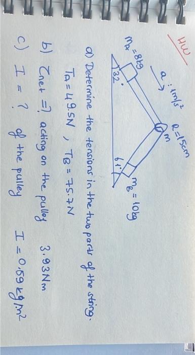 Solved a) Determine the tensions in the two parts of the | Chegg.com