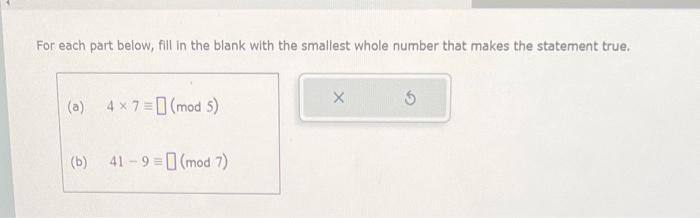Solved For each part below, fill in the blank with the | Chegg.com