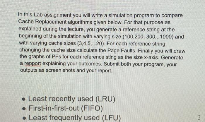 Solved In this Lab assignment you will write a simulation | Chegg.com