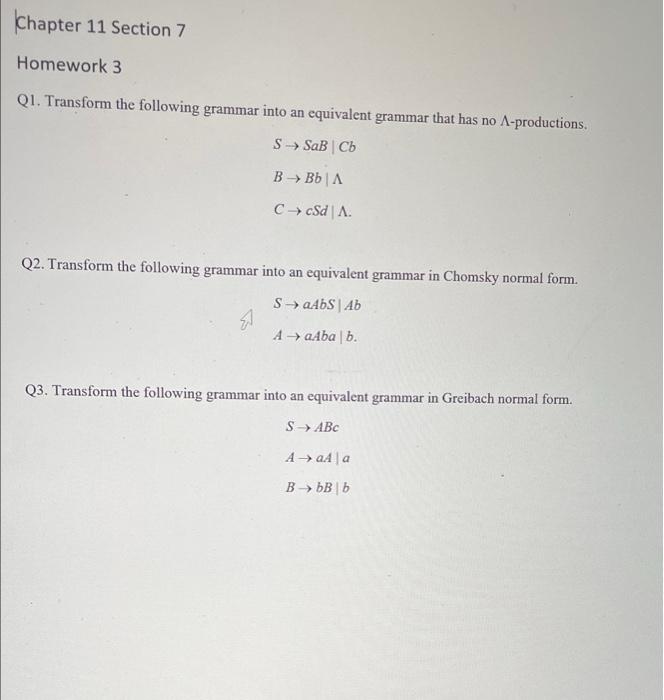 Solved Chapter 11 Section 7 Homework 3 Q1. Transform the | Chegg.com