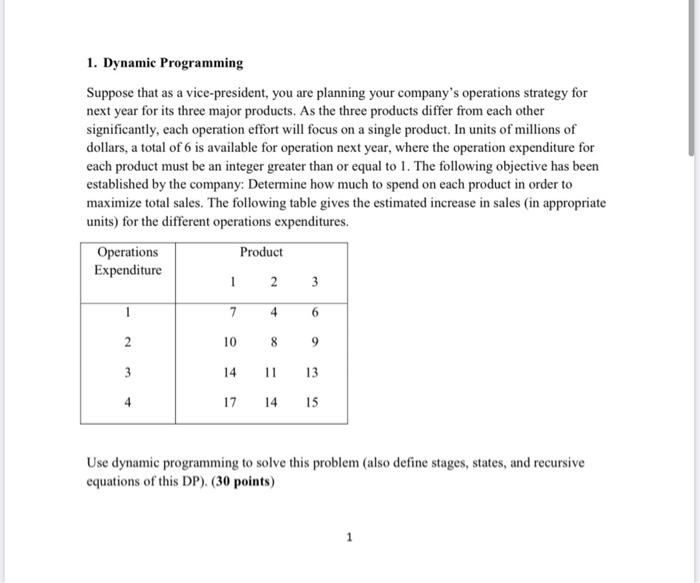 Solved 1. Dynamic Programming Suppose that as a | Chegg.com