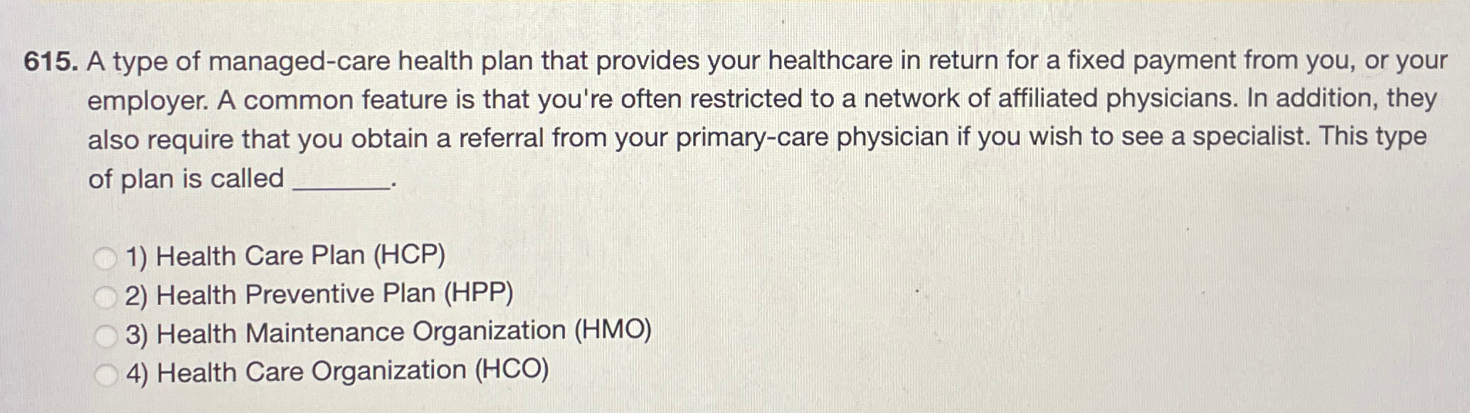 Solved A type of managed-care health plan that provides your | Chegg.com