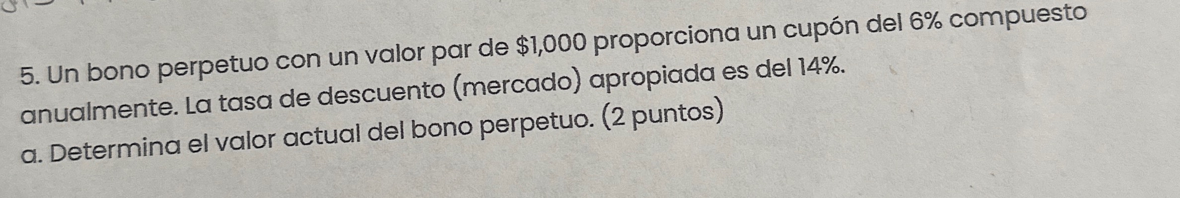 Solved Un bono perpetuo con un valor par de $1,000 | Chegg.com