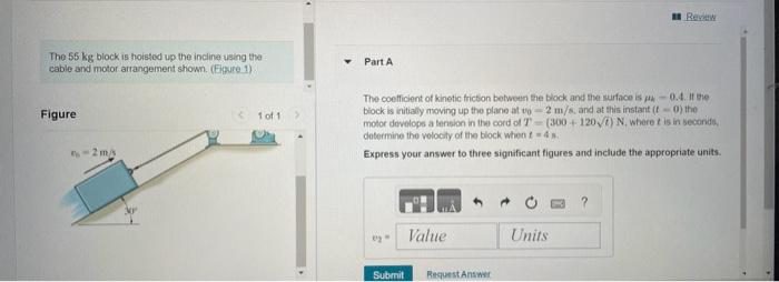 Solved The 56 kg block is hoisted up the incline using the | Chegg.com