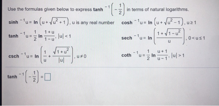 Solved Use the formulas given below express tanh in terms of | Chegg.com