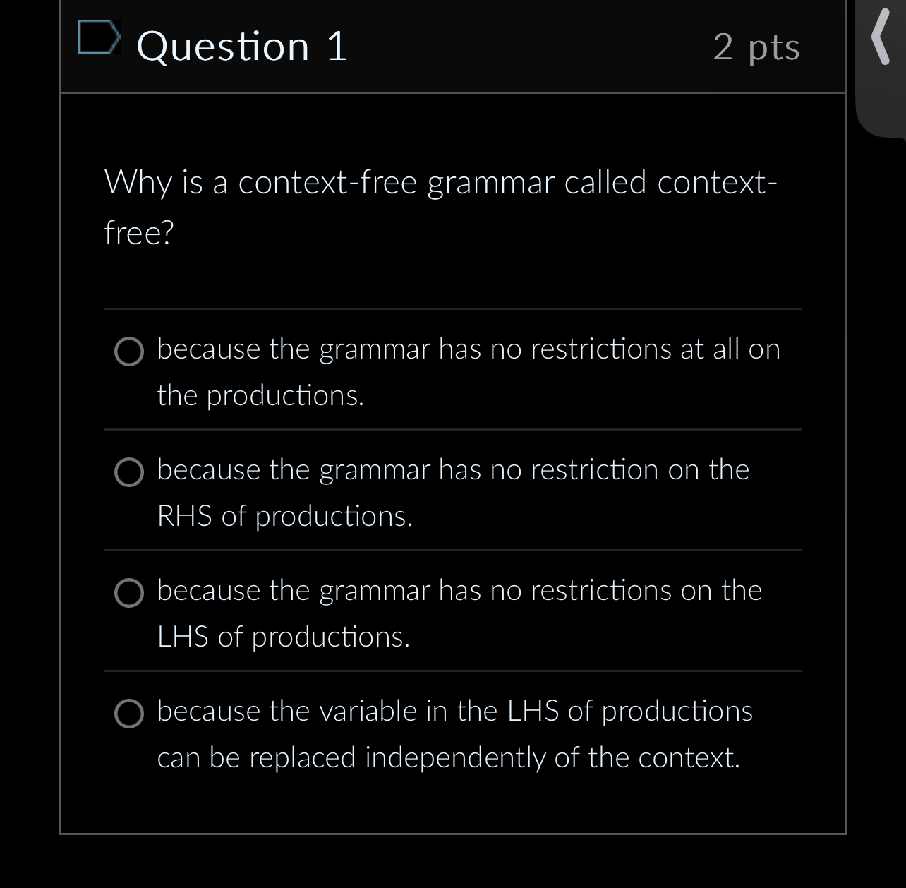 Solved Question 1Why is a context-free grammar called | Chegg.com