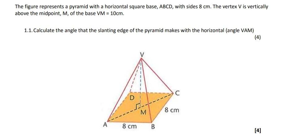 Solved The figure represents a pyramid with a horizontal | Chegg.com