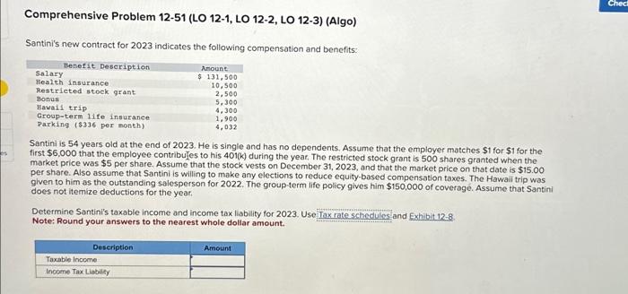 Comprehensive Problem 12-51 (LO 12-1, LO 12-2, LO | Chegg.com