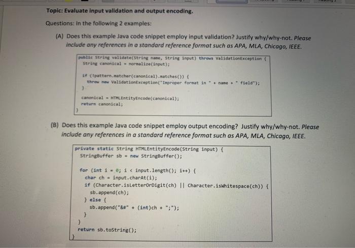 Solved Topic Evaluate Input Validation And Output Encoding