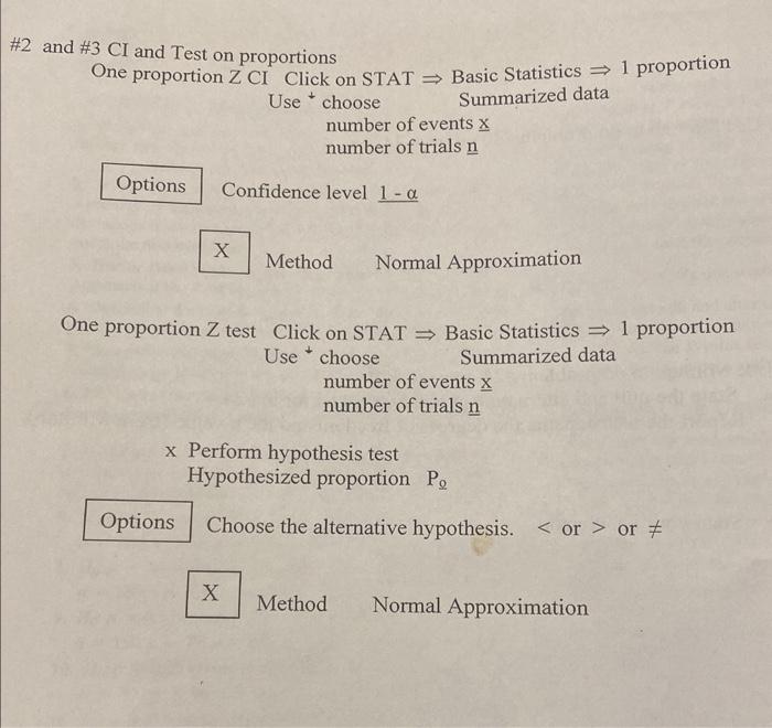 Solved and \#3 CI and Test on proportions One proportion Z | Chegg.com