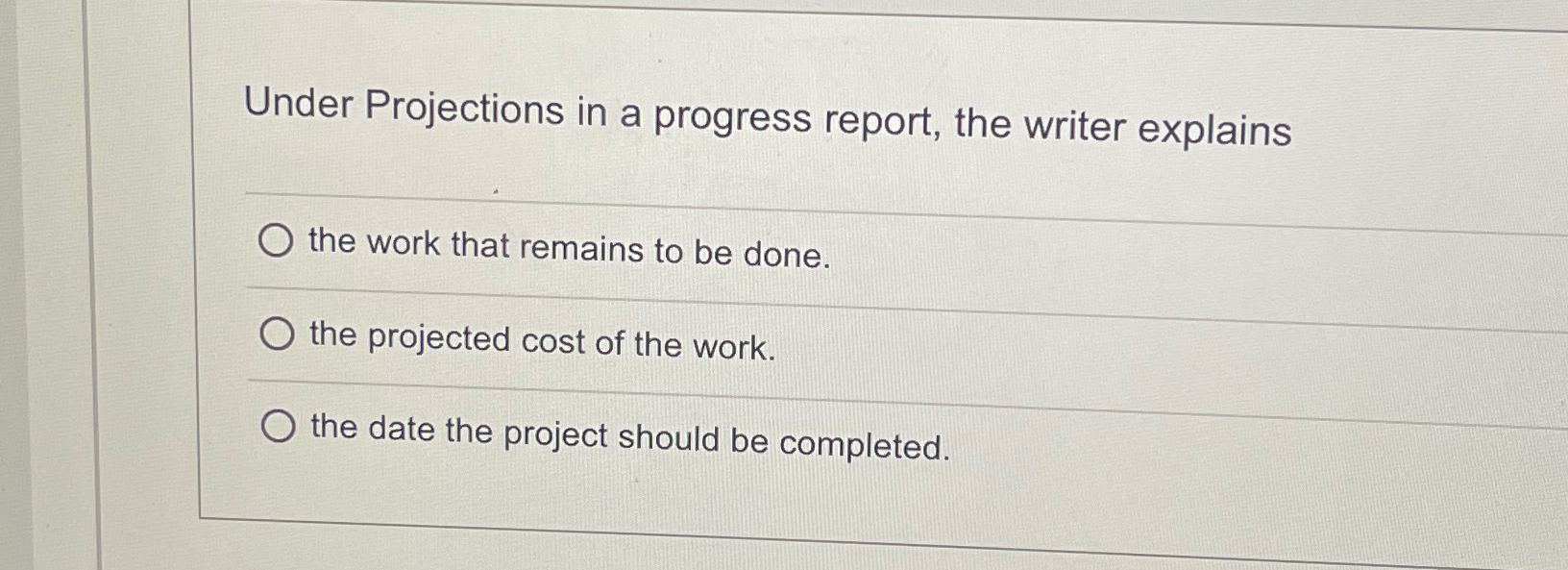 Solved Under Projections in a progress report, the writer | Chegg.com