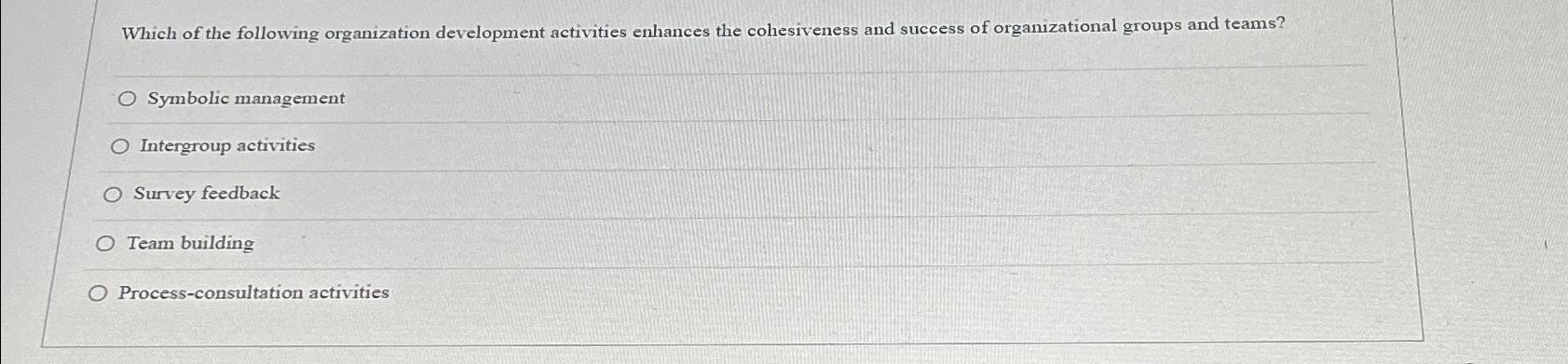 Solved Which of the following organization development | Chegg.com