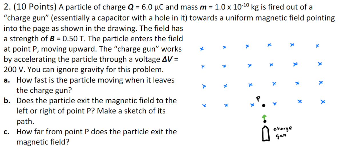A particle of charge Q=6.0μC ﻿and mass m=1.0×10-10kg | Chegg.com