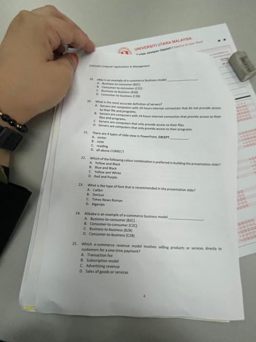 22. 23. 21. STID1103 Computer Applications in | Chegg.com