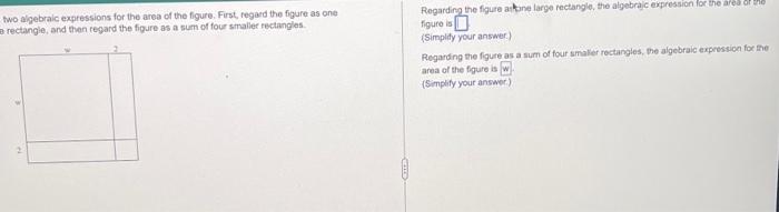 Solved two algebraic expressions for the area of the figure. | Chegg.com
