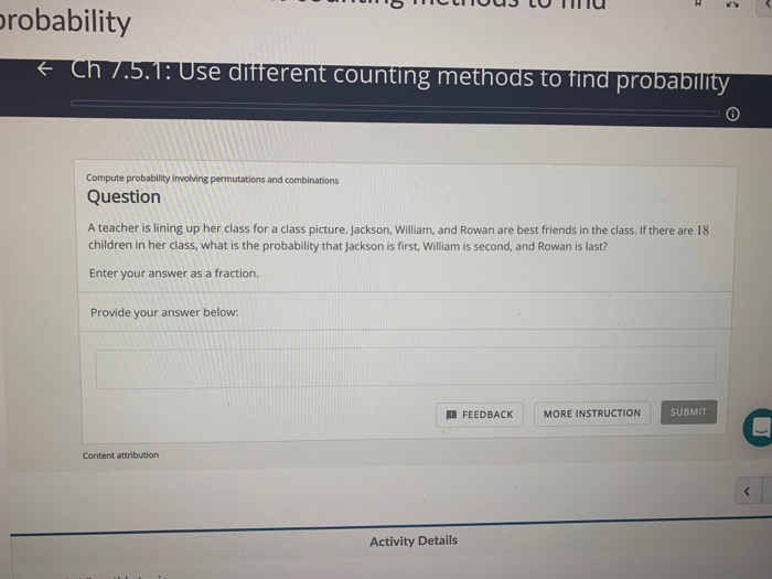 Solved probability + Ch 7.5.1: Use different counting | Chegg.com