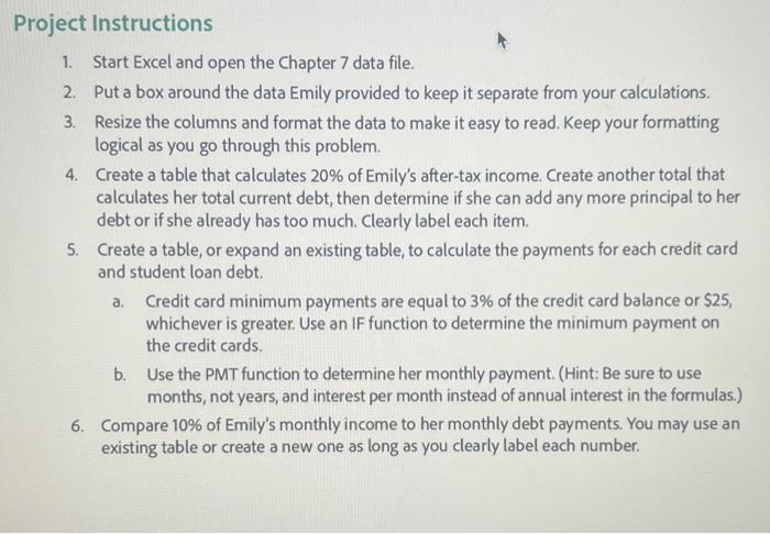 1. Start Excel and open the Chapter 7 data file. 2. | Chegg.com
