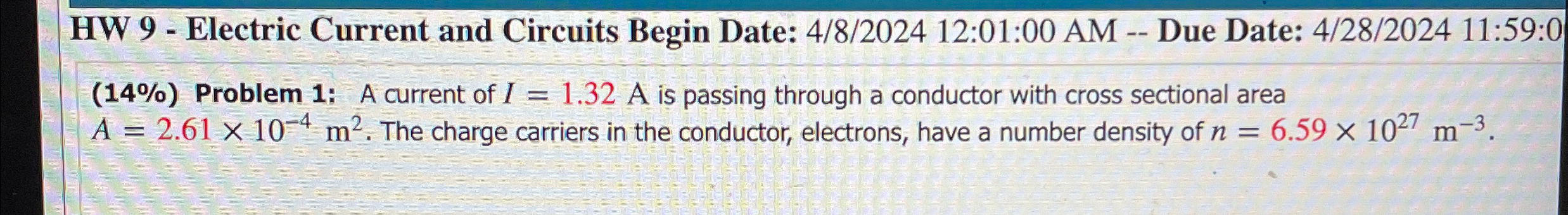 Solved HW 9 - ﻿Electric Current and Circuits Begin Date: | Chegg.com