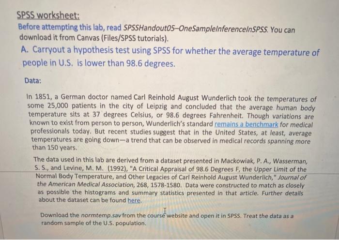 SPSS worksheet: Before attempting this lab, read | Chegg.com