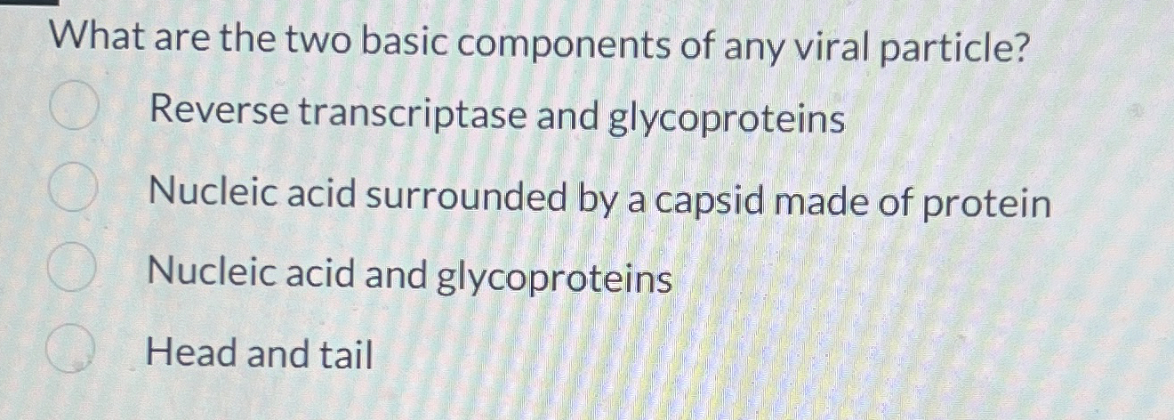 Solved What are the two basic components of any viral | Chegg.com