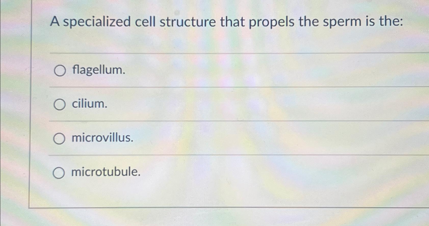 Solved A specialized cell structure that propels the sperm | Chegg.com