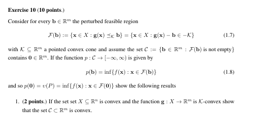 Solved (2 ﻿points.) If ﻿the set x is ﻿a convex, the function | Chegg.com
