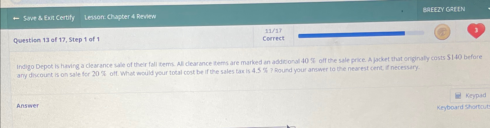 Solved larr Save & Exit CertifyLesson: Chapter 4 | Chegg.com