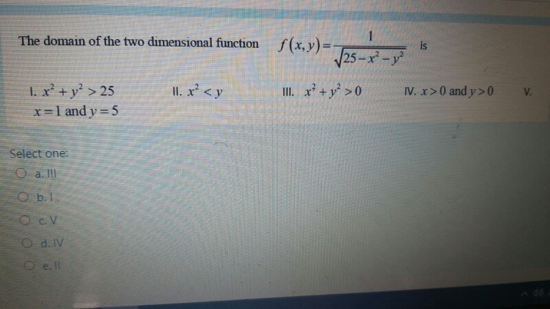 Solved The domain of the two dimensional function f(x,y) | Chegg.com