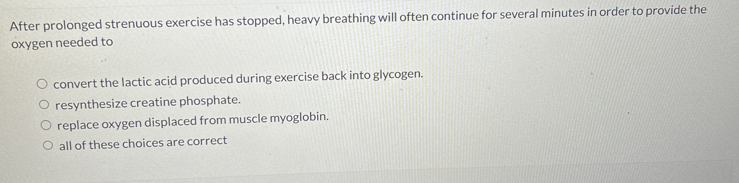 Solved After prolonged strenuous exercise has stopped, heavy | Chegg.com