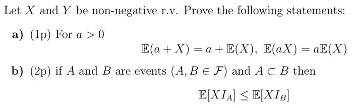 Let X and Y be non-negative r.v. Prove the following | Chegg.com