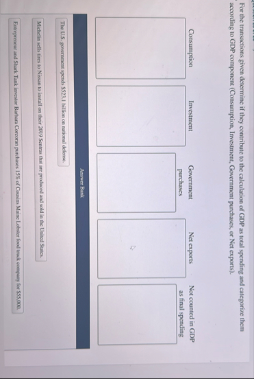 Solved For the transactions given determine if they | Chegg.com