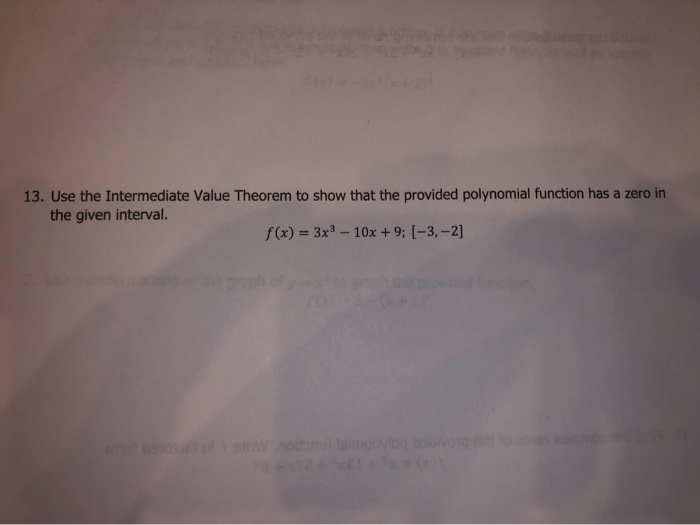 Solved 13. Use the Intermediate Value Theorem to show that | Chegg.com