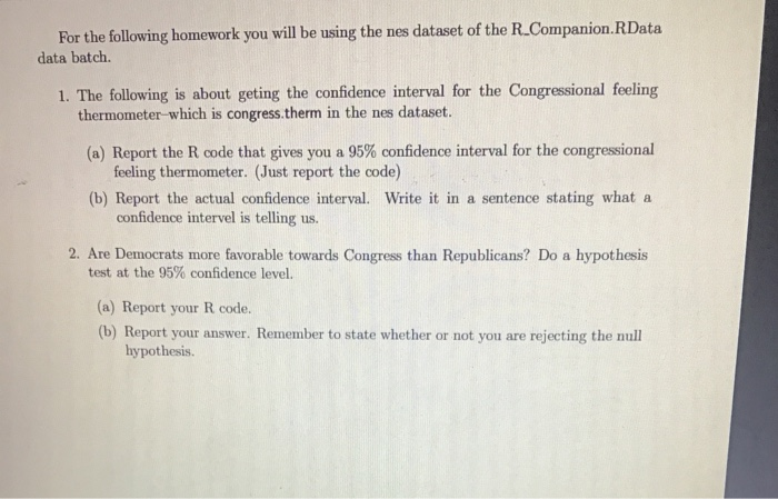 For the following homework you will be using the nes | Chegg.com