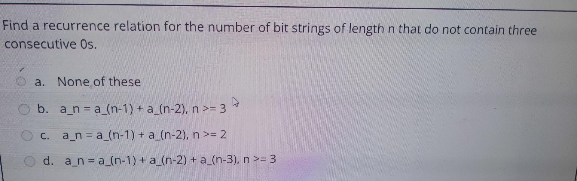 Solved Find A Recurrence Relation For The Number Of Bit