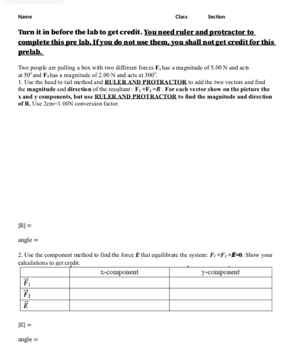 Solved Name Class Section Turn it in before the lab to get | Chegg.com