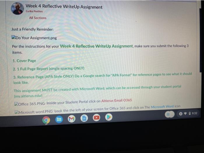Solved Week 4 Reflective WriteUp Assignment Eurika Peebles | Chegg.com