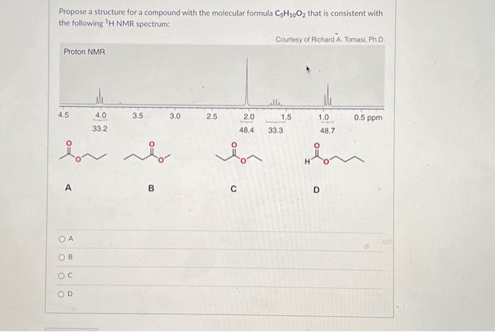Solved Propose a structure for a compound with the molecular | Chegg.com