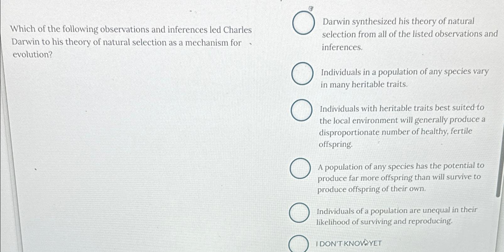 Solved Which of the following observations and inferences | Chegg.com
