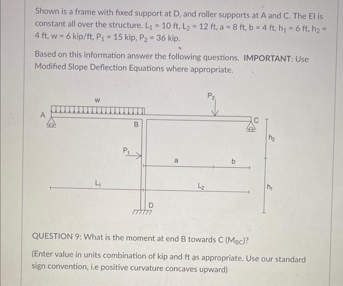 Solved Shown is a frame with fixed support at D, and roller | Chegg.com