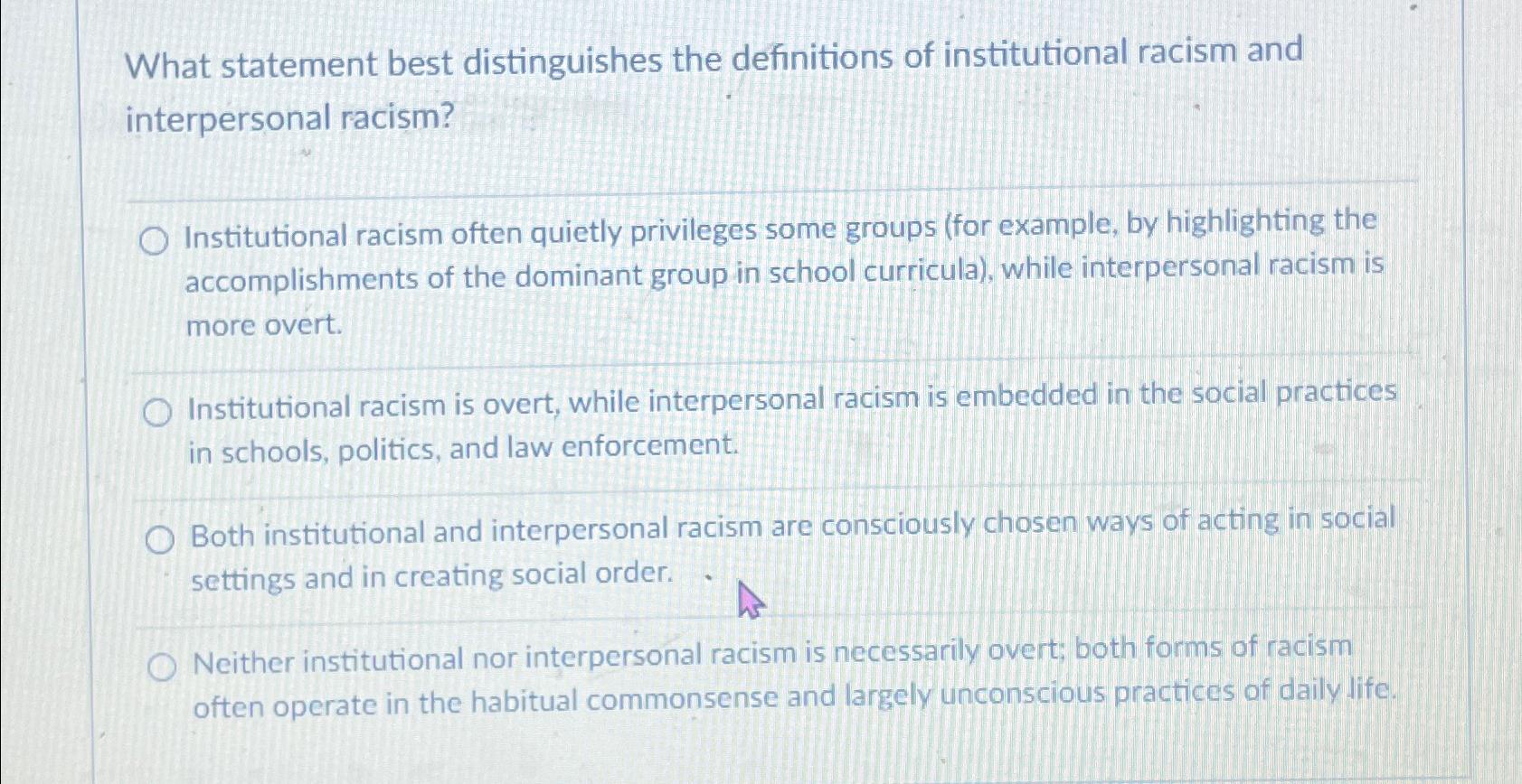 Solved What statement best distinguishes the definitions of | Chegg.com