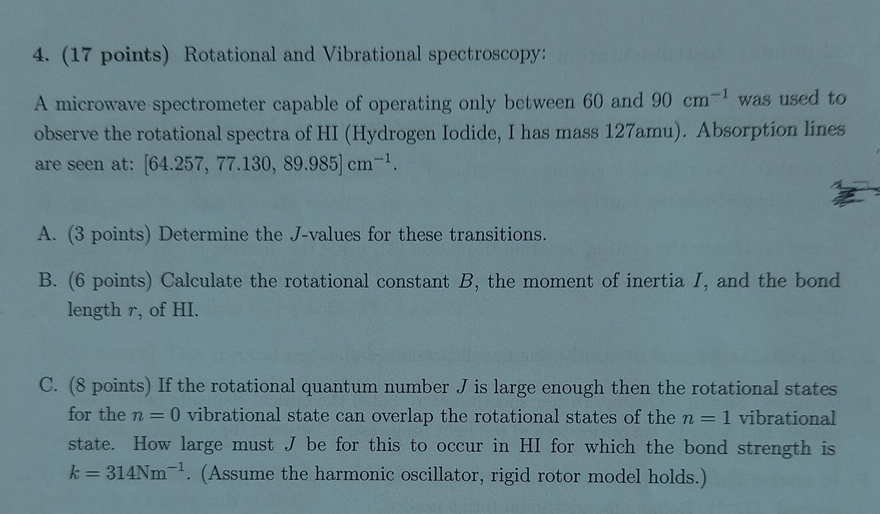Solved (17 ﻿points) ﻿Rotational and Vibrational | Chegg.com