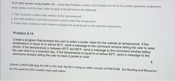 Solved 8.14 [GUI version; using chapter 15] - Using App | Chegg.com