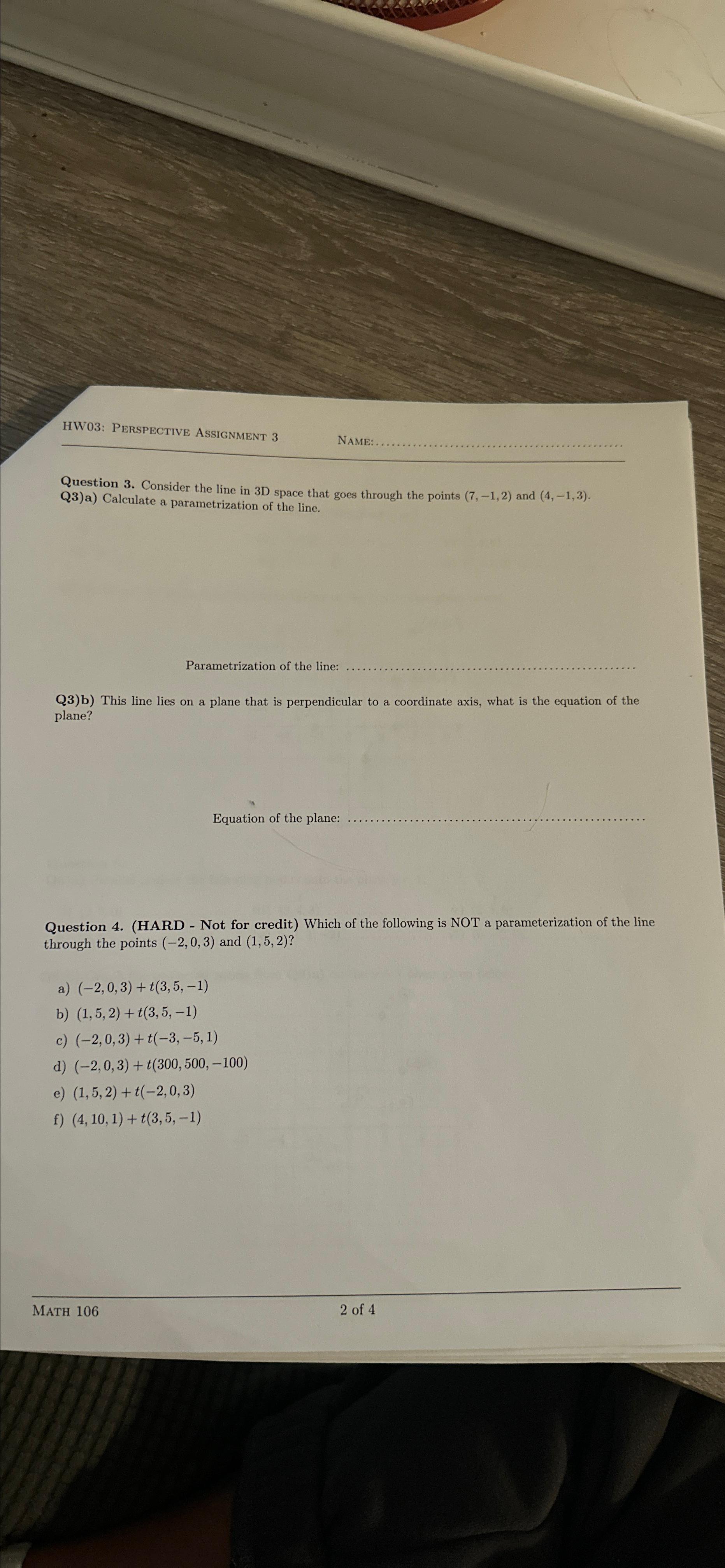 Solved HW03: Perspective Assignment 3NAME:Question 3. | Chegg.com