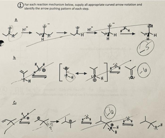 Solved 1 For each reaction mechanism below, supply all | Chegg.com