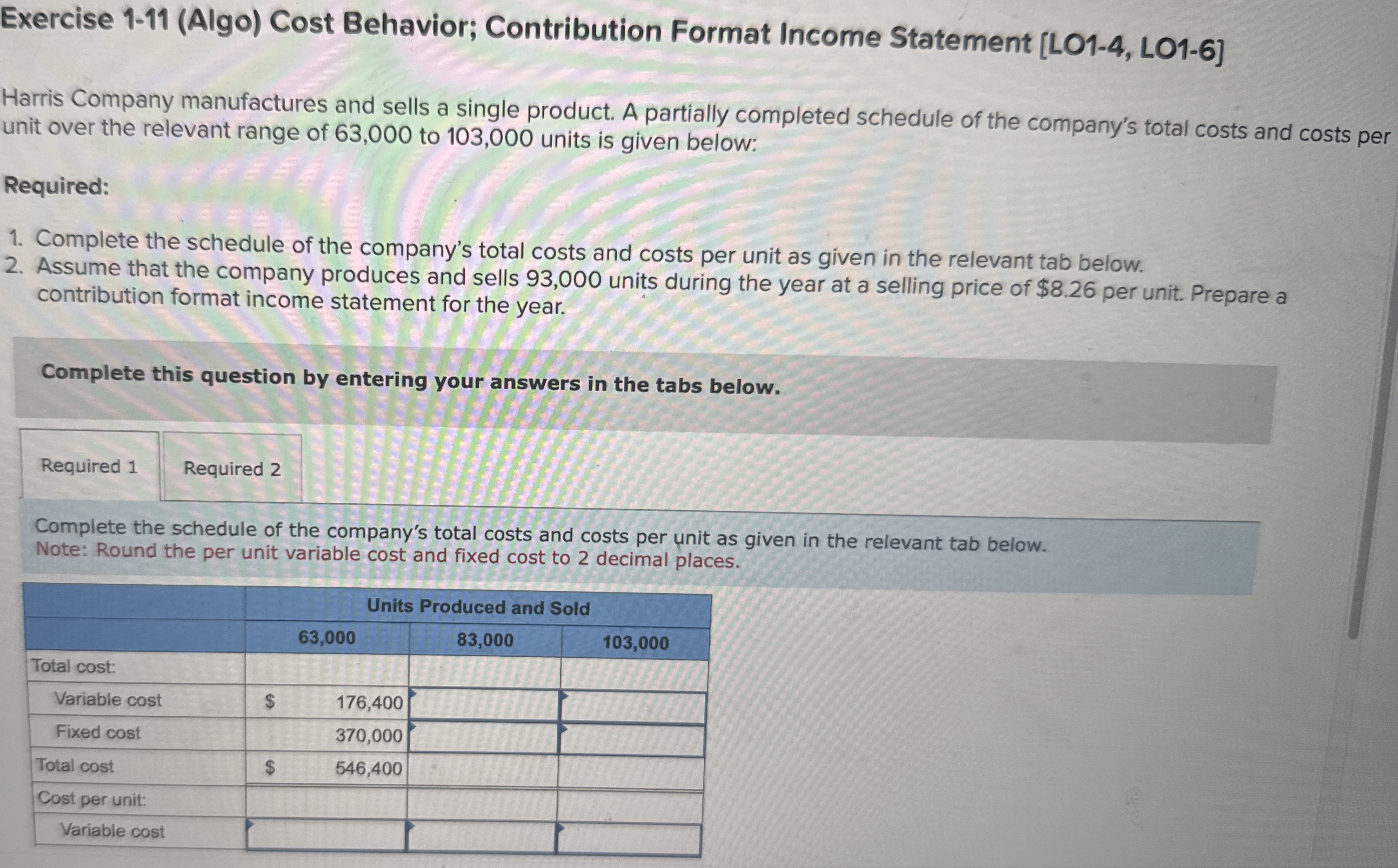 Solved Exercise 1-11 (Algo) ﻿Cost Behavior; Contribution | Chegg.com